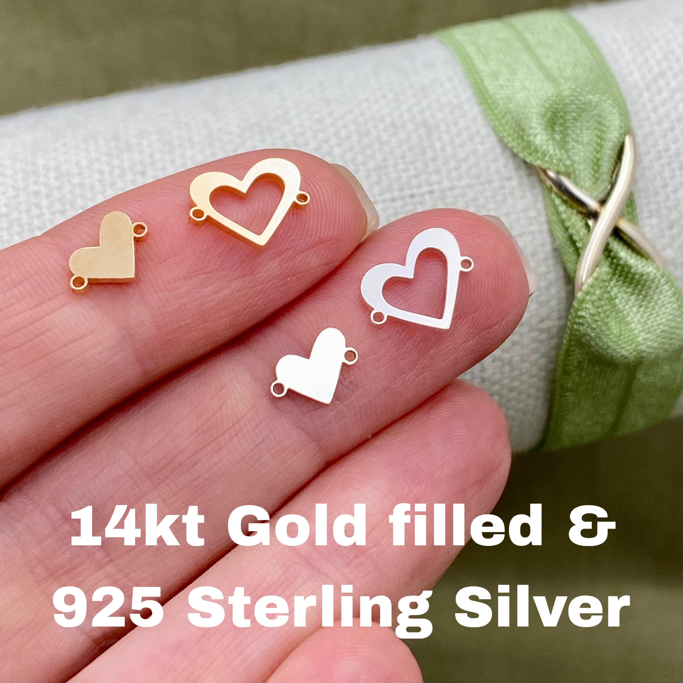 Heart inside a heart Connector - Tiny 14kt Gold Filled or Sterling ...