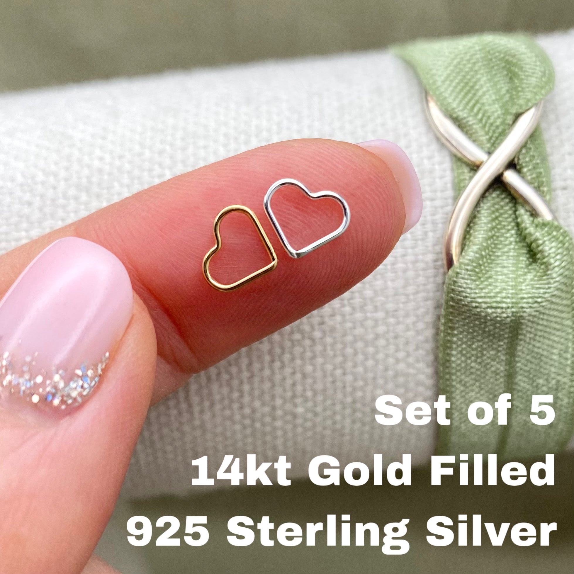 Set of 5 X Mini Heart Connectors for Permanent Jewelry - 14kt Gold ...
