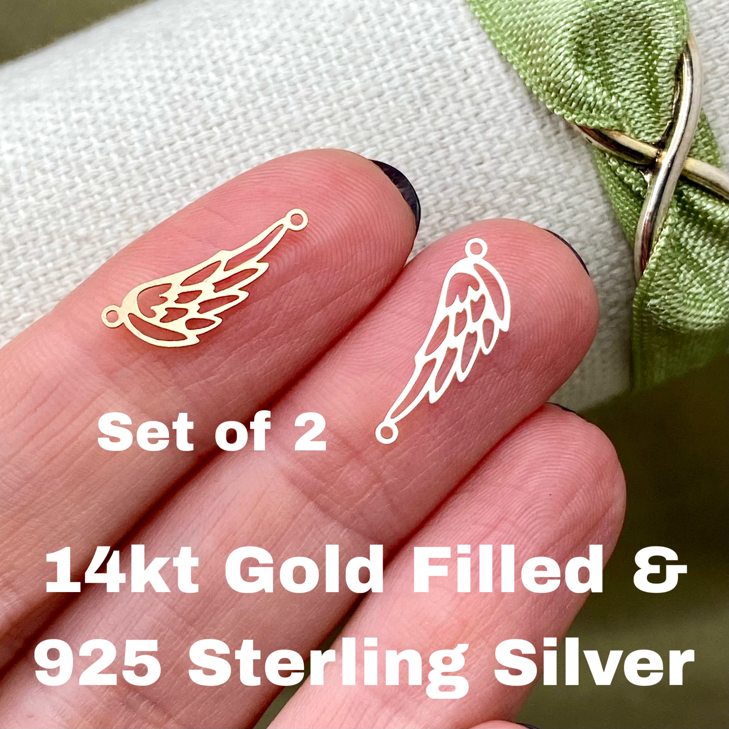 Set of 2 X 14kt Gold Filled or Sterling Silver Angel Wing Connectors ...