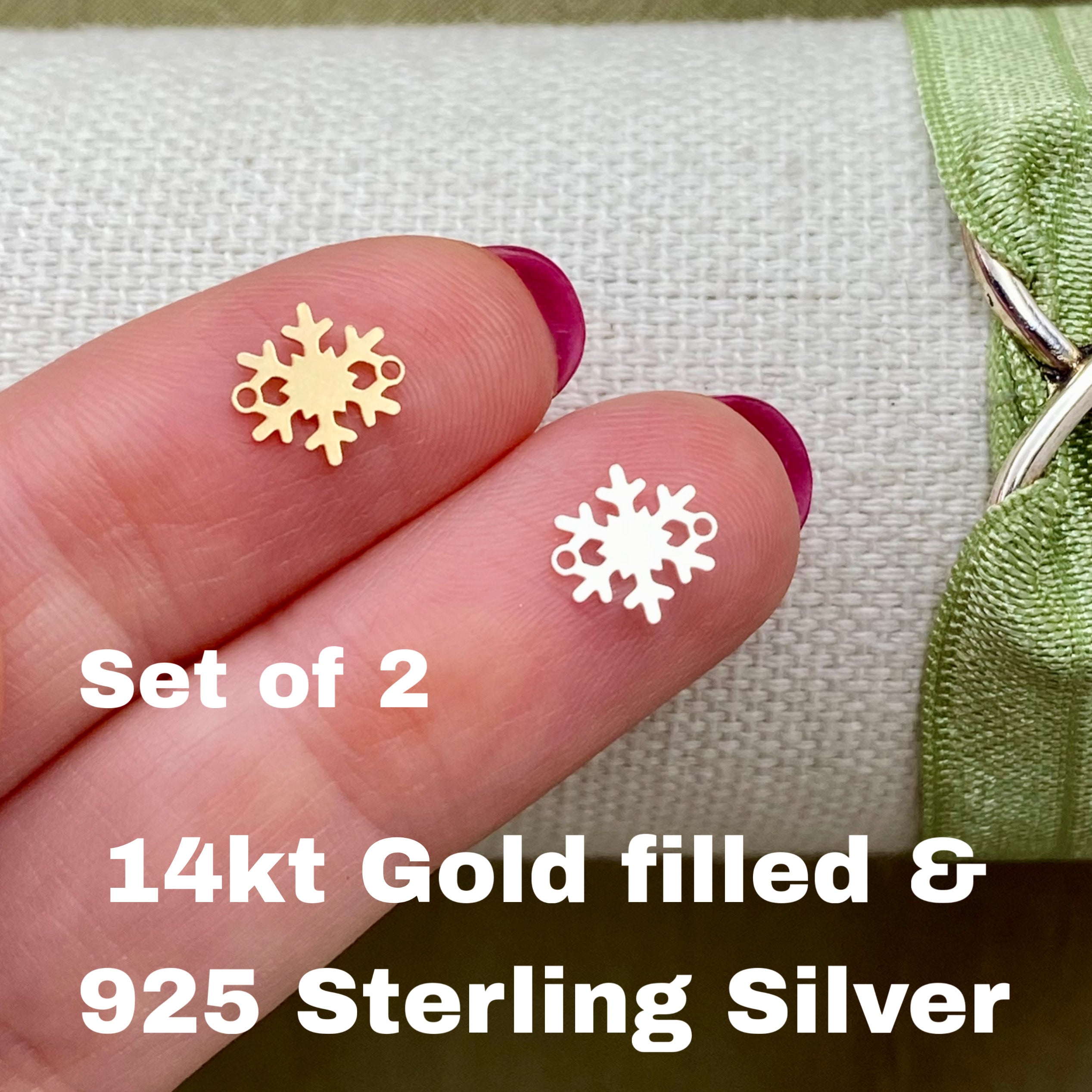 Set of 2 X 14kt Gold Filled or Sterling Silver Snowflake Connectors ...